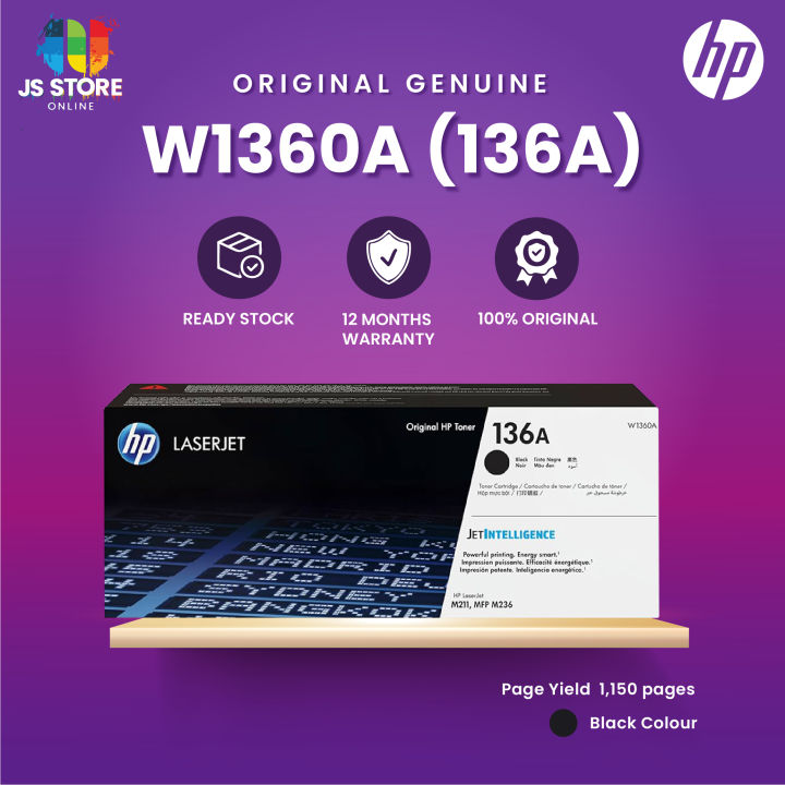 🔥OFFER [100% ORIGINAL] HP 136A (W1360A) Black Original LaserJet Toner ...