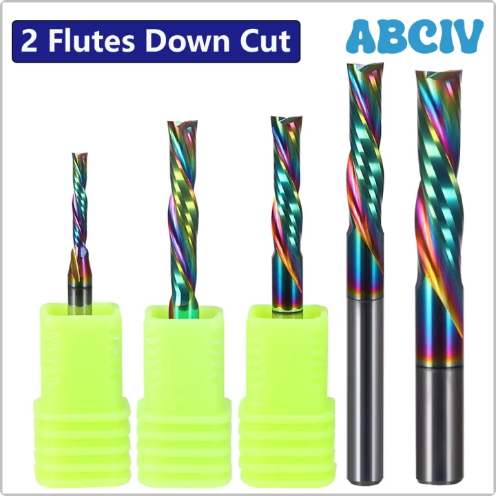 ABCIV 1Pcs 3.175mm 4mm 5mm 6mm DLC coating two Flute Left Spiral CNC ...