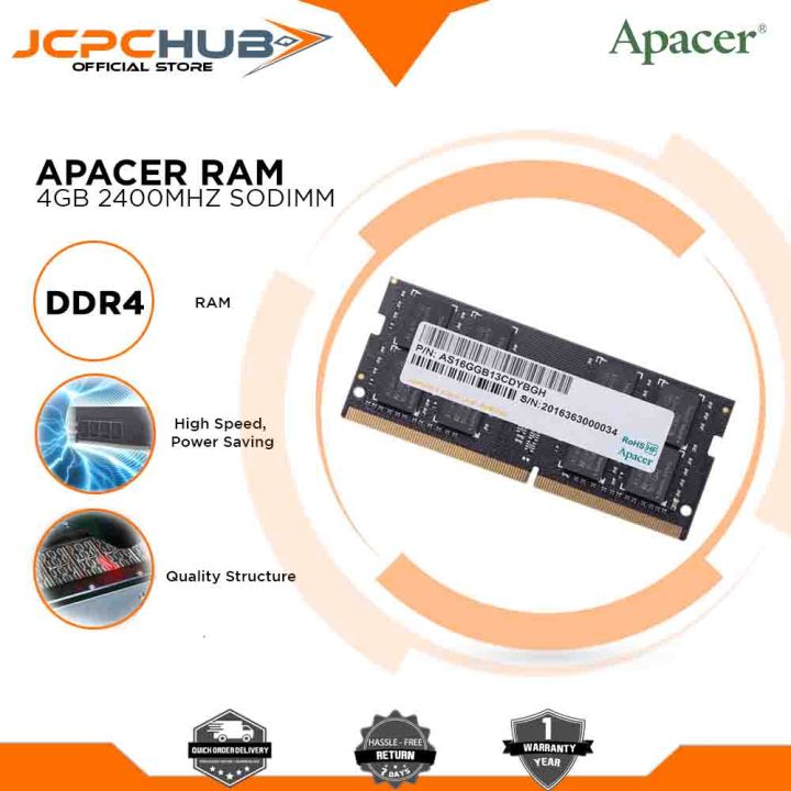 Apacer RAM 4GB / 8GB 2400Mhz / 2666Mhz DDR4 Laptop / Notebook Memory ...