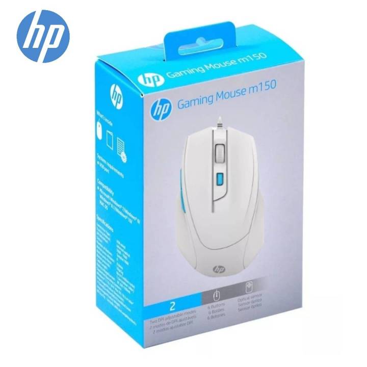 Mouse HP M150 1600 จุดต่อนิ้ว 6 ปุ่ม USB สายไฟเมาส์สำหรับเล่นเกมส์ OPT ...