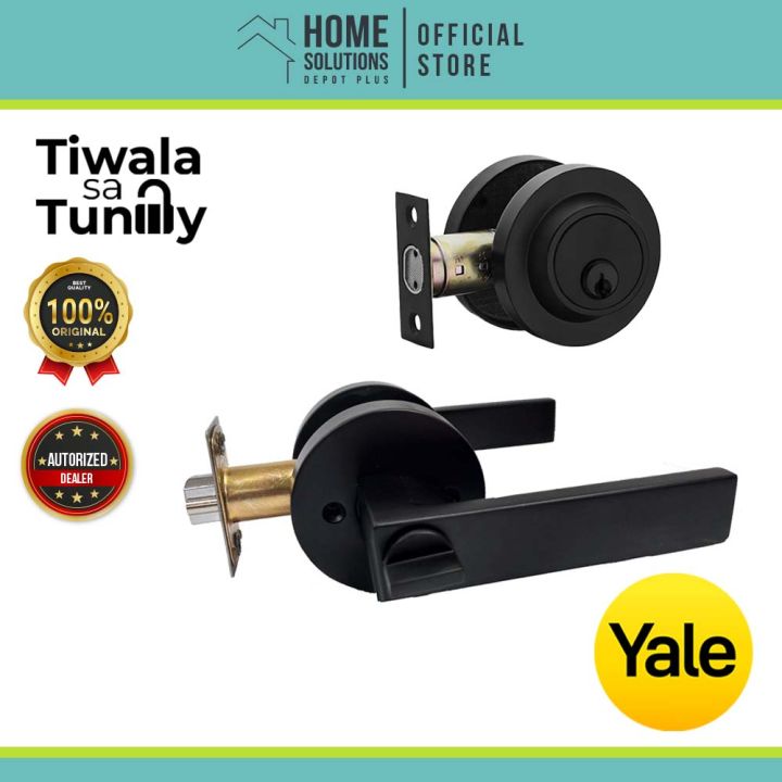 YALE COMBO LEVER/KNOB ENTRANCE LOCKSET #YTLD8803-7T BLACK | Lazada PH