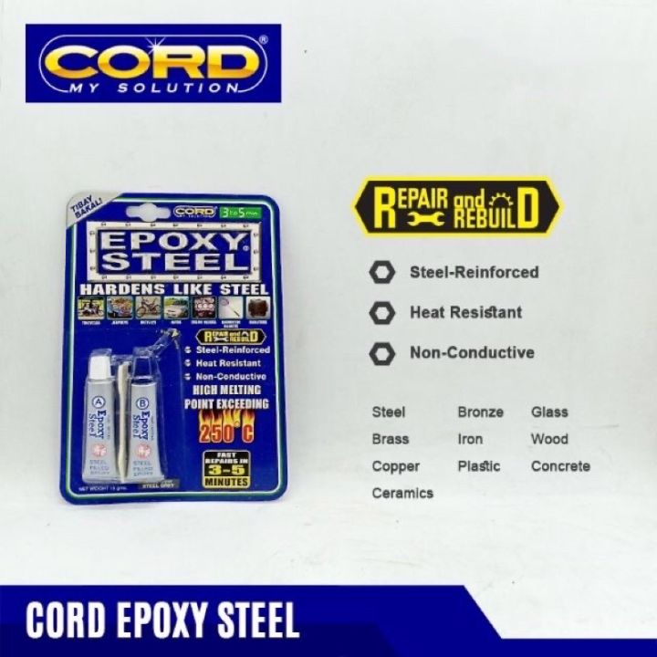 15g Cord EPOXY STEEL Metal-Filled Epoxy, High-Heat Resistant (Hardens ...