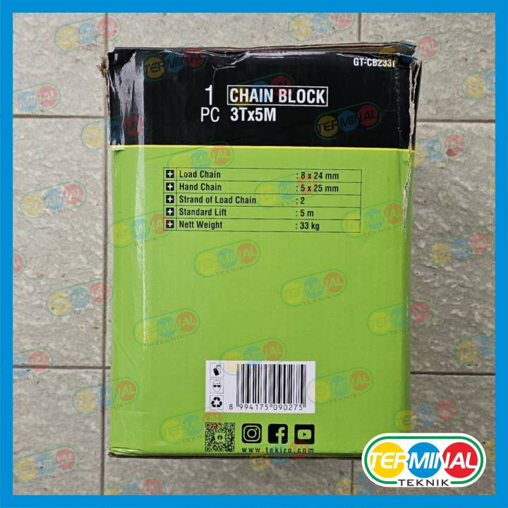 Chain Block 3 Ton x 5 meter Tekiro Takel 3 Ton x 5 Meter GT-CB2331 ...