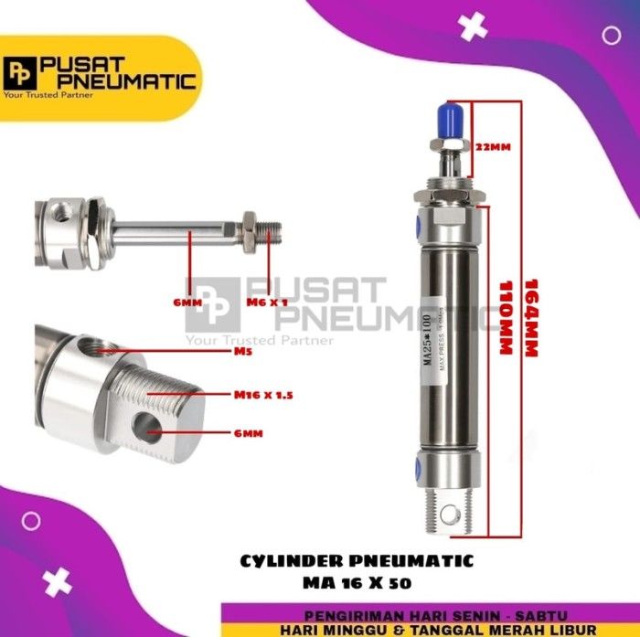 MA 16x50 CYLINDER PNEUMATIC STAINLESS MA 16 X 50 | Lazada Indonesia