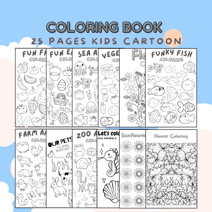 [PDF] Coloring book KIDS CARTOON Printable for Kids [Set 1] | Lazada