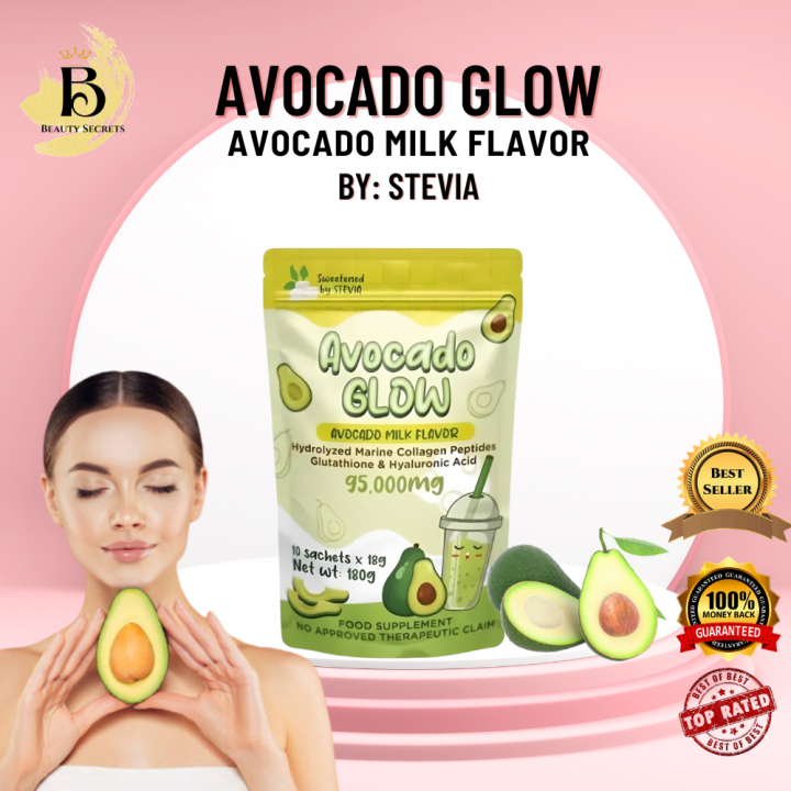 AVOCADO GLOW Avocado Milk Flavor 98,000mg Collagen Drink hydrolyzed ...