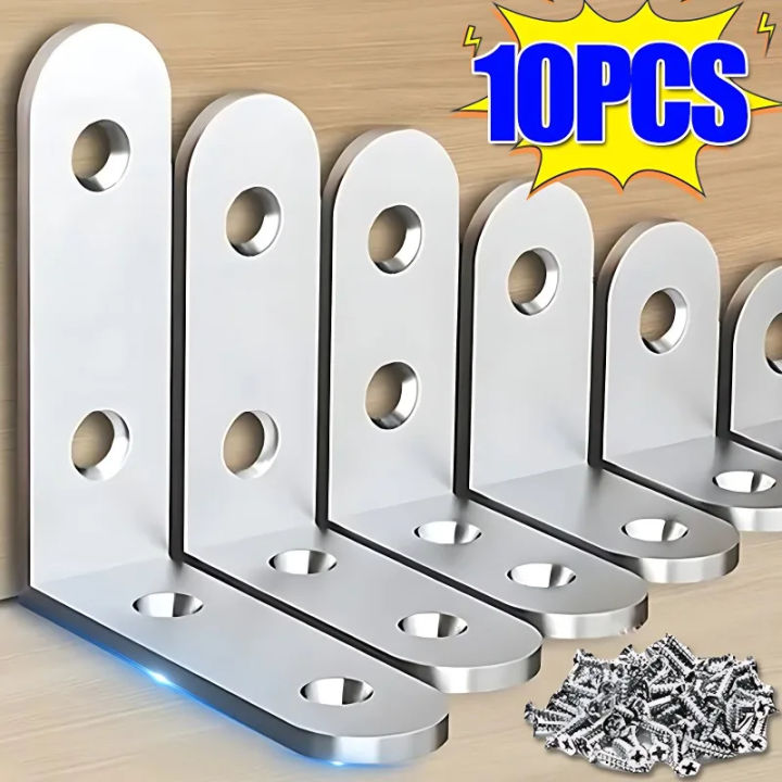 10pcs Corner Brackets Joint Bracket Fastener, Stainless Steel 90 Degree ...