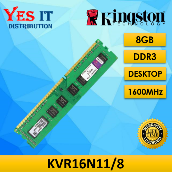 Kingston 8GB DDR3 1600Mhz Desktop Value Ram (KVR16N11/8WP) | Lazada