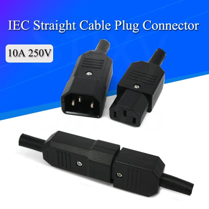 IEC Straight Cable Plug Connector C13 C14 10A 250V Black female male Plug Rewirable Power ...