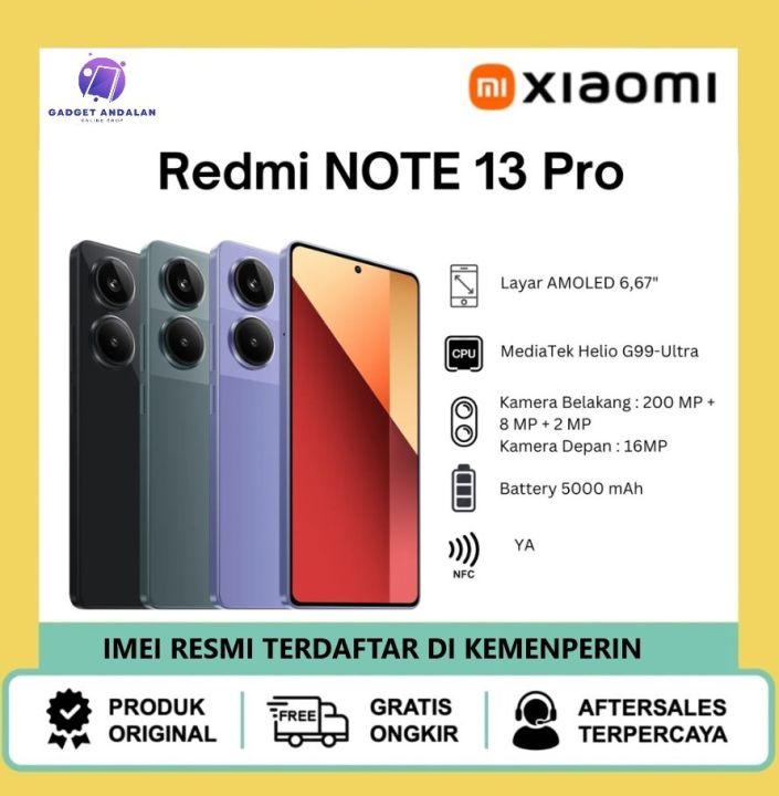 Redmi Note 13 Pro 8+256GB | Kamera 200 MP OIS ultra-jernih AMOLED 120 ...