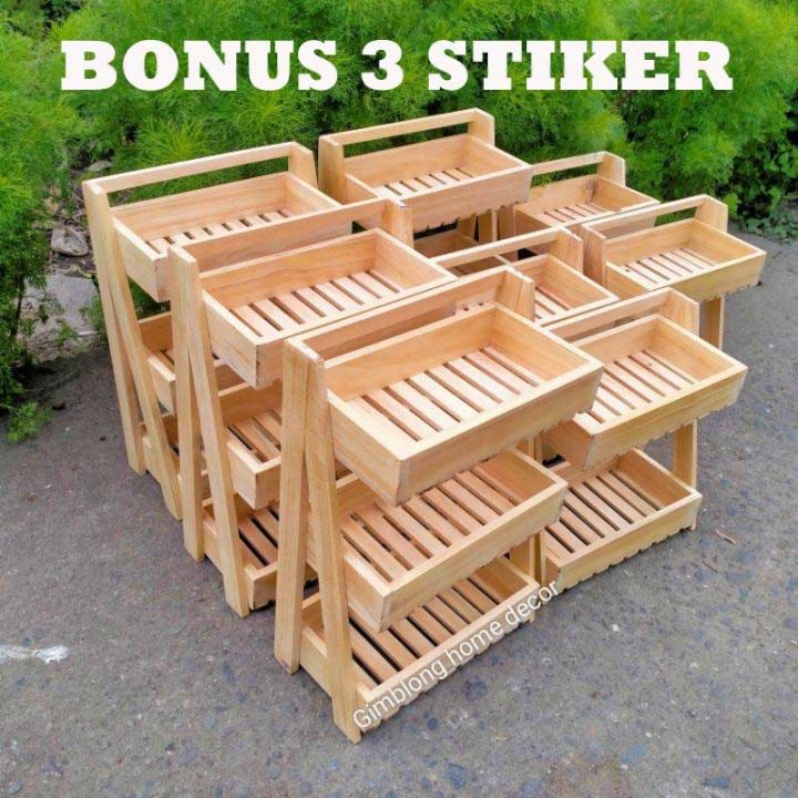 RAK DAPUR RAK SUSUN 3 Bawang susun Kayu Rak Bumbu Dapur Minimalis ...