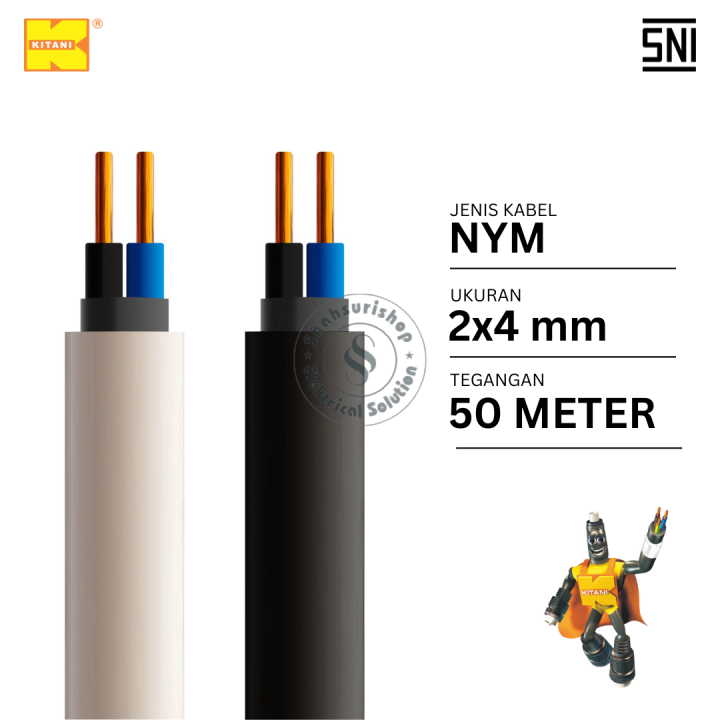 KITANI KABEL NYM KABEL TEMBAGA KAWAT 2X4 MM BULAT ROLLAN METER PERMETER ...