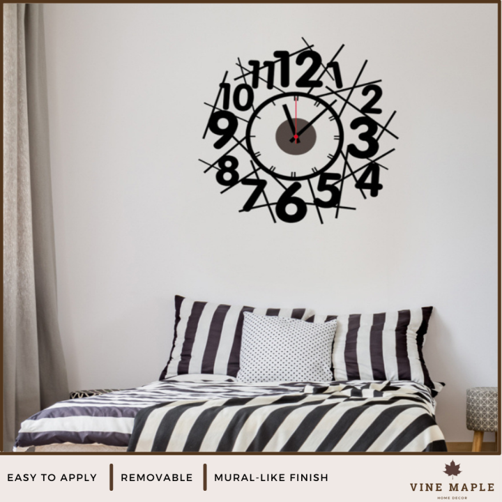 Large Number Clock (25x90cm) - Stiker Jam Dinding / Wall Clock Sticker ...