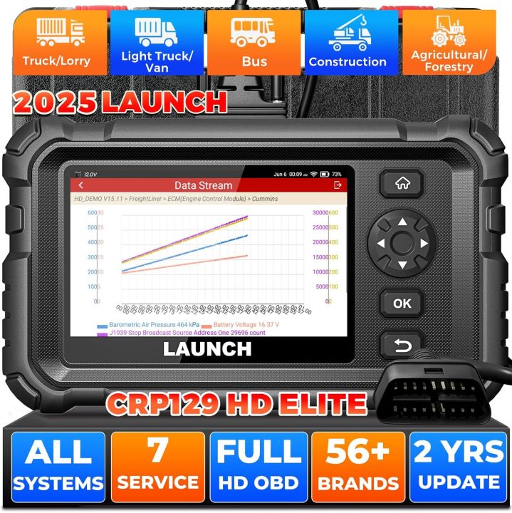 LAUNCH CRP129 HD Heavy Duty Truck Scanner, Full System Diesel ...