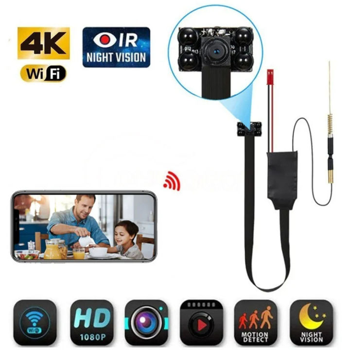 4K HD WiFi DIY Camera Remote Viewing Mini Wireless Hidden Spy Cam Home ...