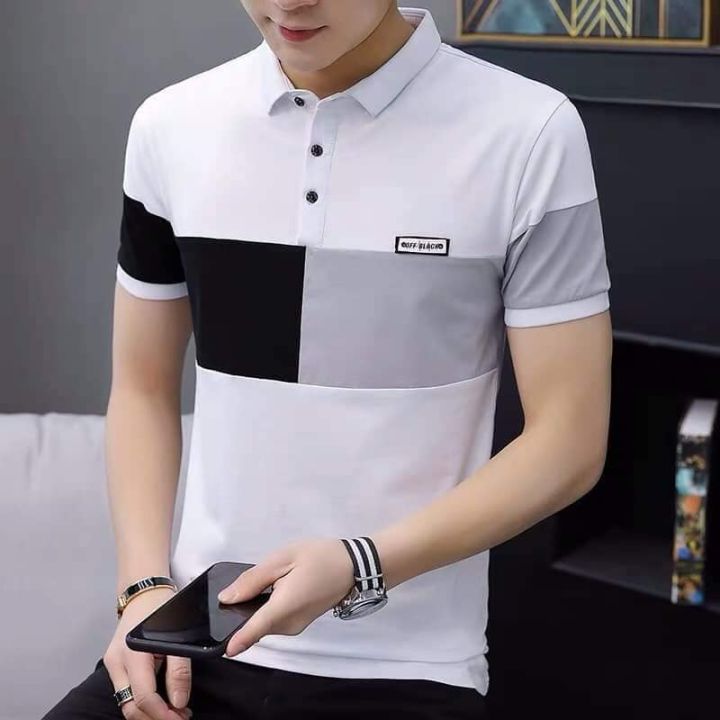Men's Polo Shirt Korean Style Button Up Polo Collar Neck Small Medium ...