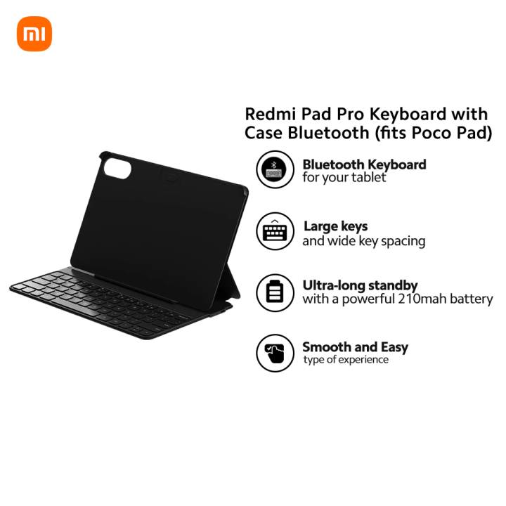 Xiaomi Redmi Pad Pro Keyboard with Case Bluetooth (fits Poco Pad) Large ...