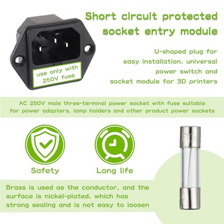 【Top Picks】 A77I ABS AC 250V 10A 2 In 1 Mount Inlet Module Plug Socket ...
