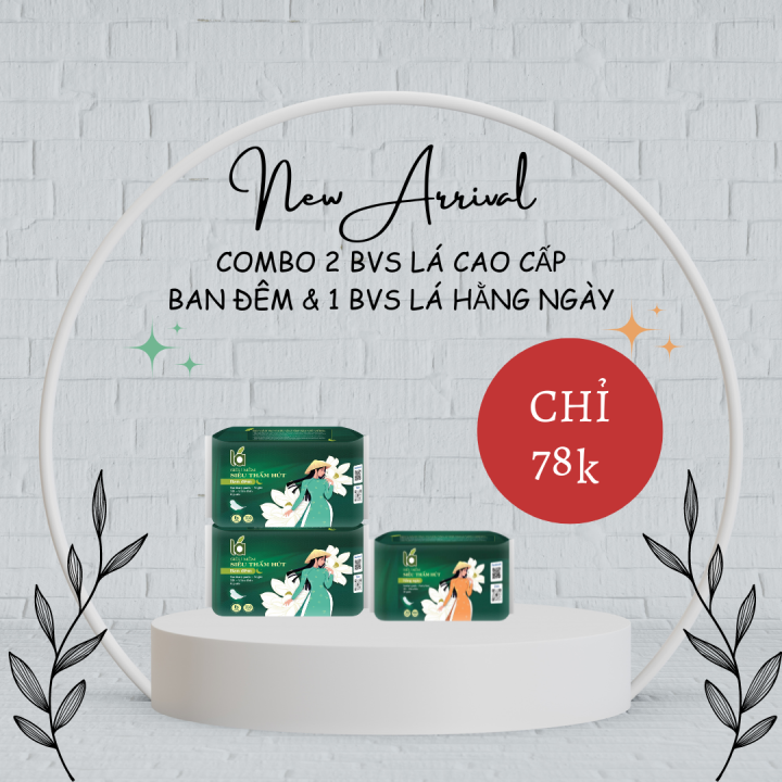 Combo 2 BVS Lá cao cấp Ban đêm 350mm có cánh 6 miếng và 1 BVS Lá cao ...