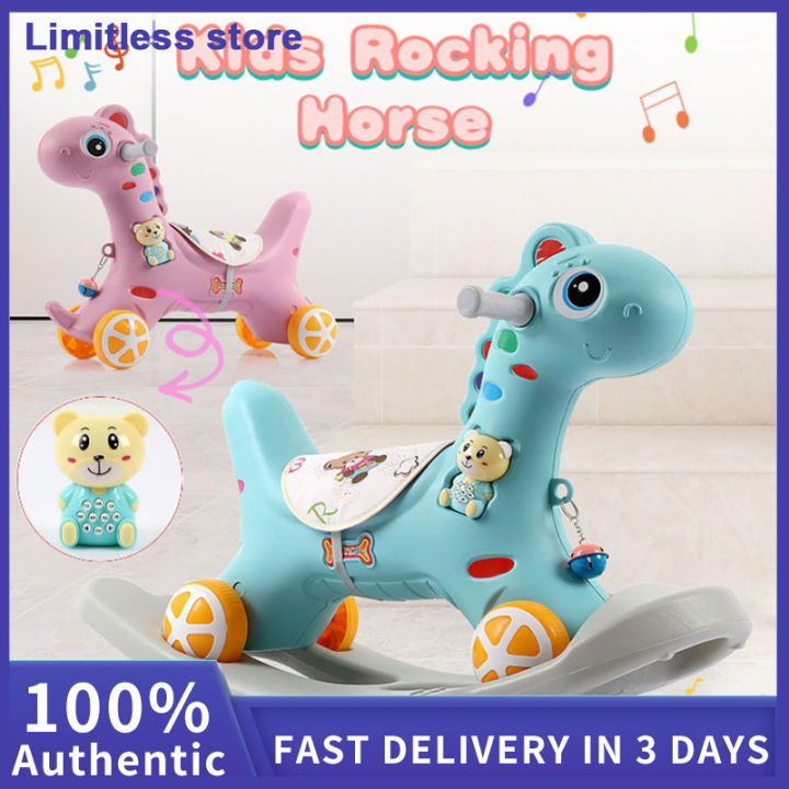 2 in 1 Musical Rocking Horse Rider Push Car Rocker Pony Trojan Toys ...