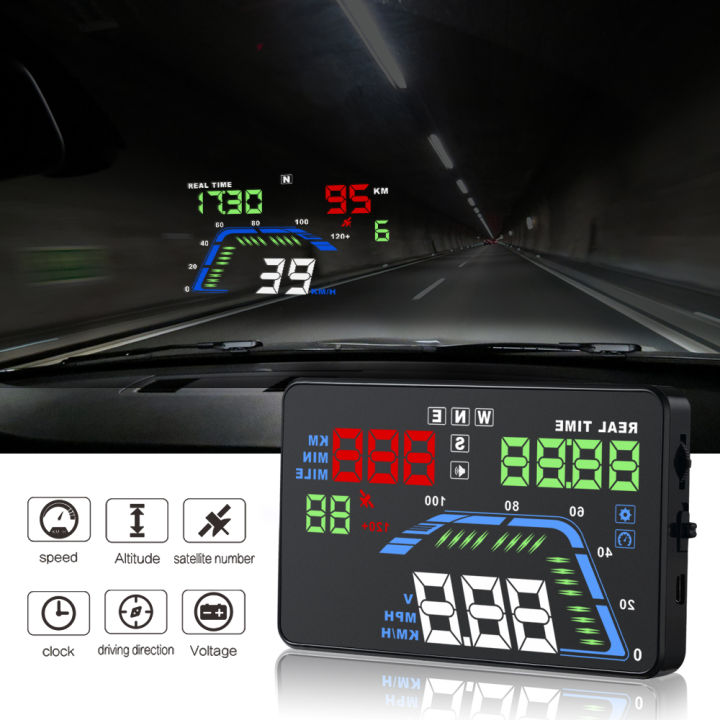 Q7 GPS HUD Digital Speedometer Windshield Projector Vehicle Head-Up ...