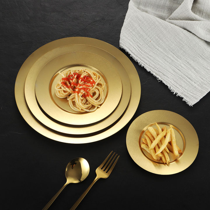 Korean Style Stainless steel plate deepened Western food steak pasta ...