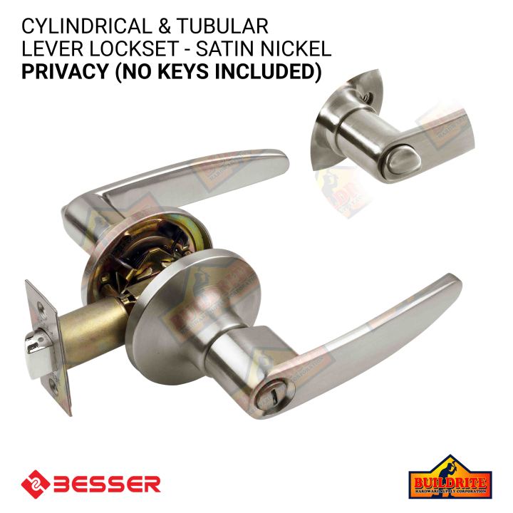 BESSER L6841P TUBULAR DOOR KNOB LOCKSET LEVER PRIVACY SATIN NICKEL ...