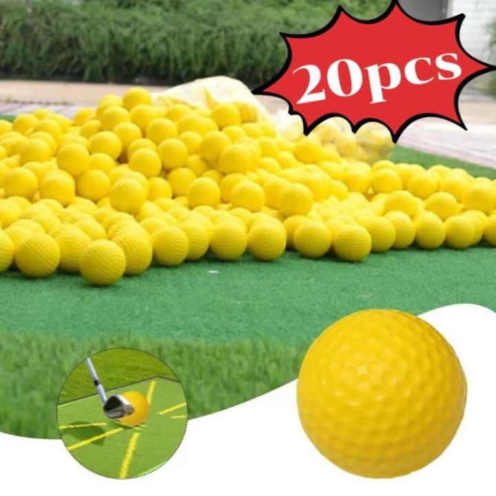 20 x Golf Ball ลูกกอล์ฟฝึกซ้อมในที่ร่ม PGM Golf Ball for Practice สีเหลือง แบบยาง Q008 | Lazada ...