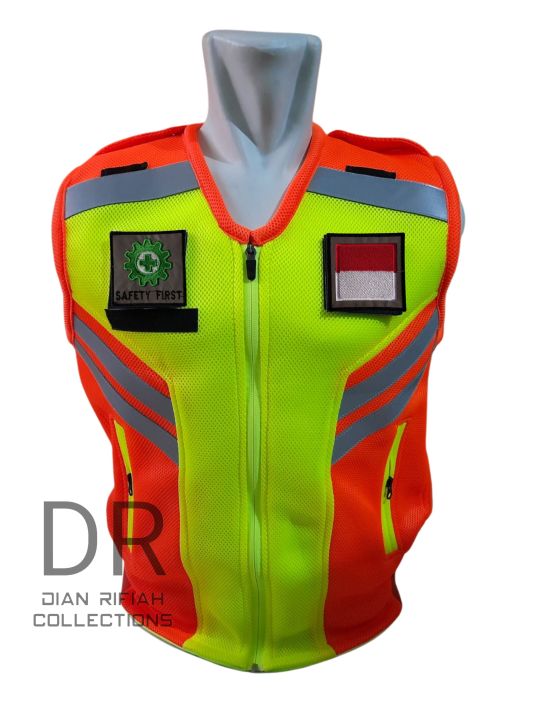 Rompi Safety Terbaru Bahan Doublemesh Logo Bordir | Rompi Kerja | Rompi ...
