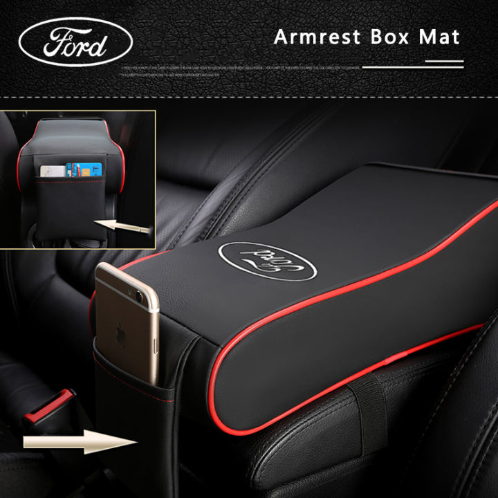 Leather Car Central Armrest Soft Pad Black Auto Center Console Arm Rest ...
