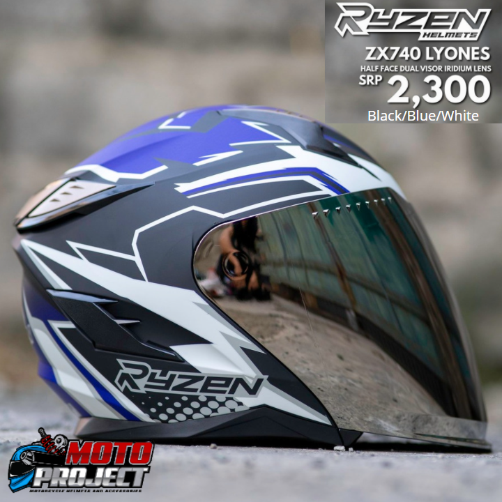 RYZEN ZX-740 Lyones Half-Face Dual Visor Helmet | Lazada PH