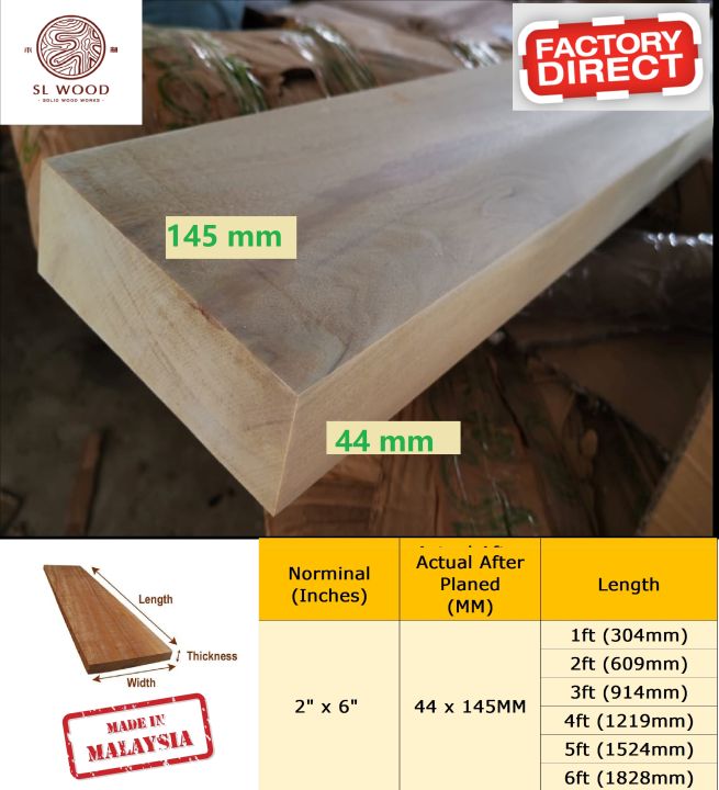 Chengal Solid Wood Timber Smooth Finish 44(T)mm × 145(W)mm = 2,3,4,5,6 ...