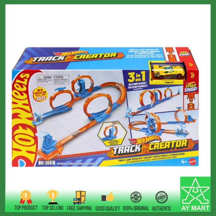 Hot Wheels Track Creator Triple Loop Kit Customizable Racing Track Set ...