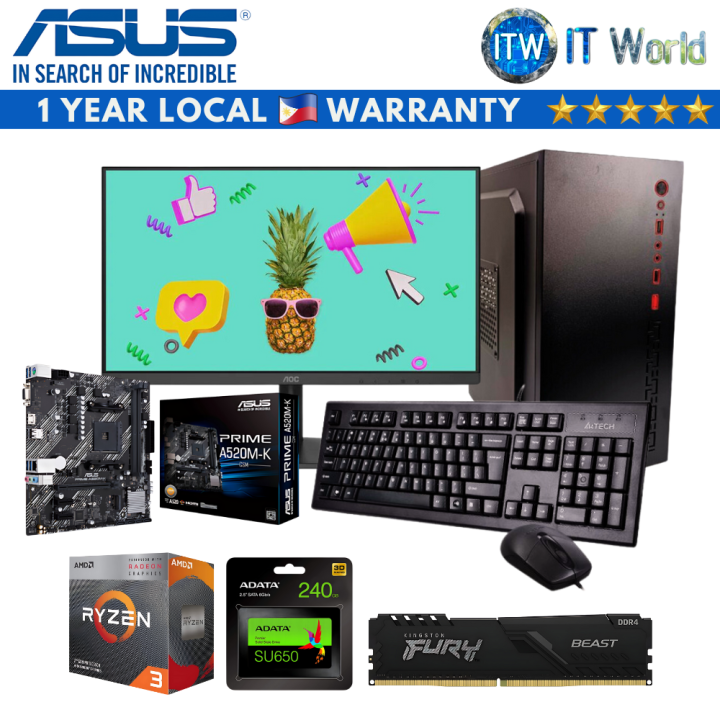 ASUS Home and Office Use Desktop Computer Set Bot Build 3 3200G Prime ...