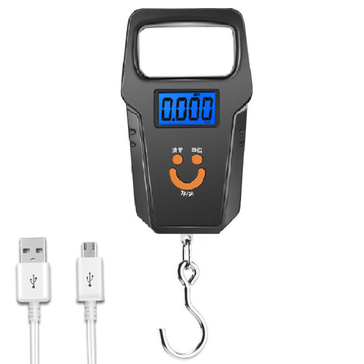 Luggage Weight Scale 50kg Digital LCD Digital USB Recharge Hanging Hook ...
