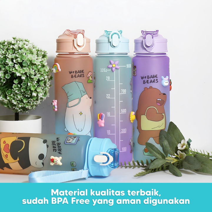 Bottle Bear 900ML Free Sticker 2D & 3D / Botol Warna Gradasi / Botol ...