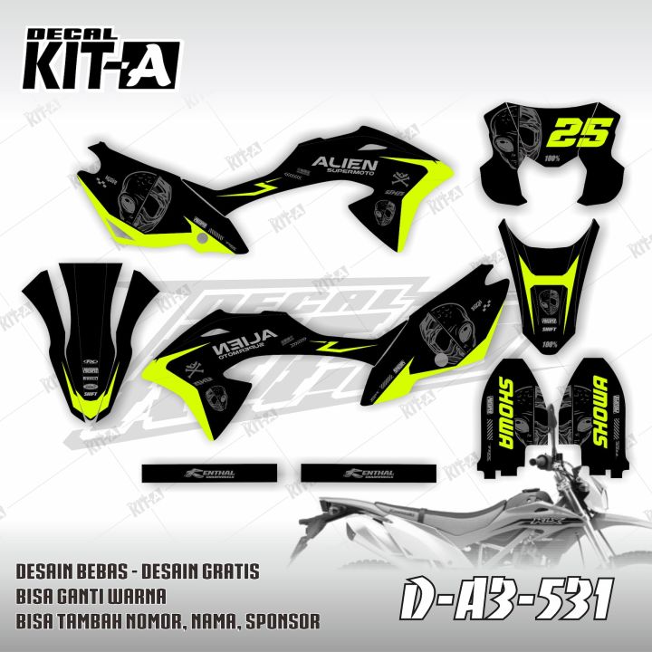 Decal Stiker Klx 150 BF WARNA HITAM LIST HIJAU STABILO | Lazada Indonesia