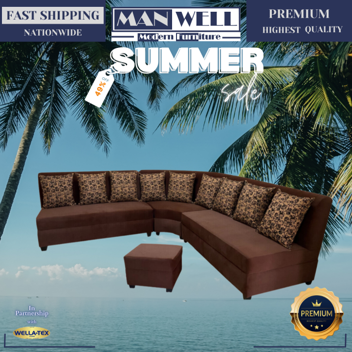 MANWELL - DANIEL CORNER SOFA with Ottoman and 9 Pillows | Lazada PH