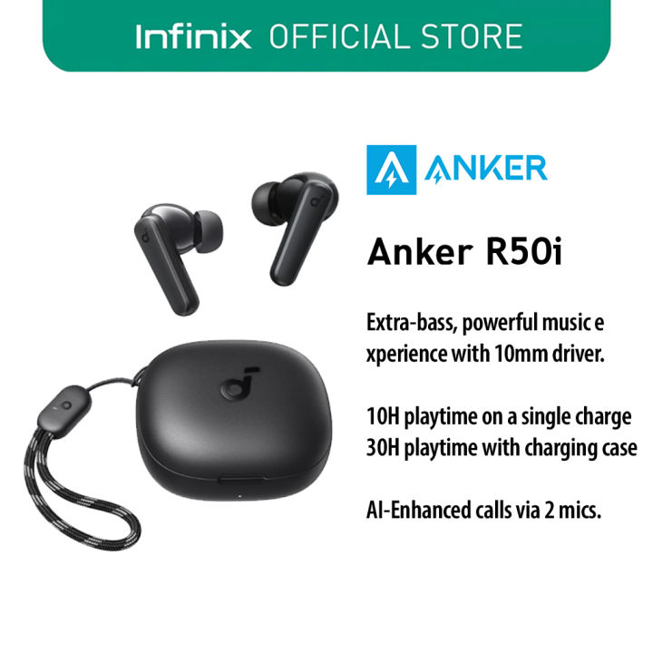 Infinix Anker R50i True Wireless Earbuds with extra-bass , powerful music experience with 100mm ...