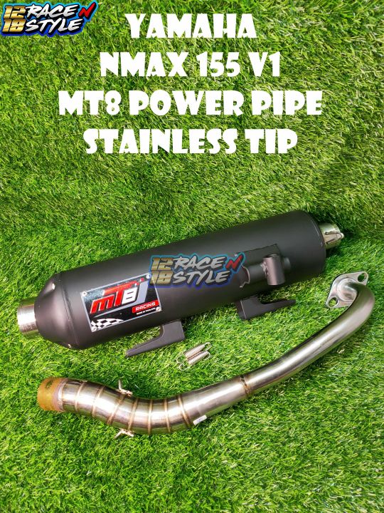MT8 PIPE YAMAHA NMAX 155 V1 STAINLESS TIP BIG ELBOW POWER PIPE ORIG ...