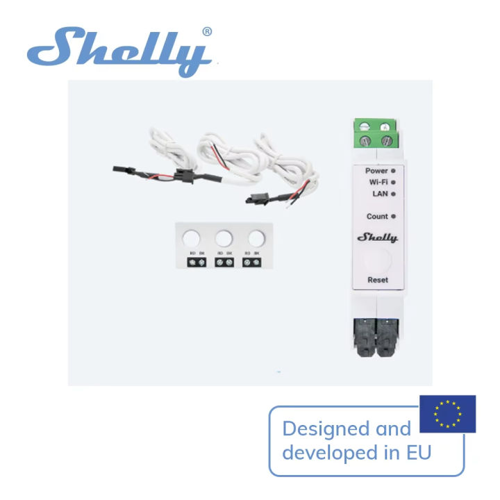 Shelly Pro 3EM 3CT63 DIN rail mountable single or three-phase energy ...