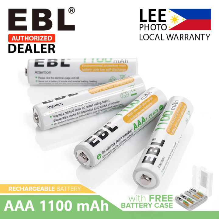 EBL High Power AAA Size Rechargeable Battery 4 Pack with Free Case ...