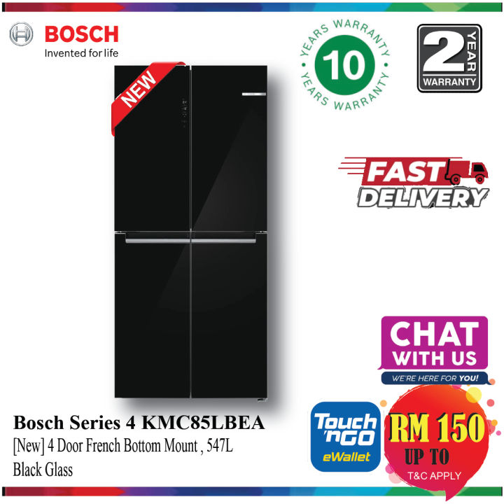 [NEW] Bosch Series 4 Black Glass French Door Refrigerator (547L) with ...