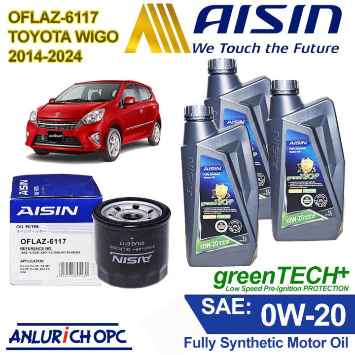 AISIN CHANGE OIL PACKAGE TOYOTA WIGO FULLY SYNTHETIC 0W-20 3LTRS ...
