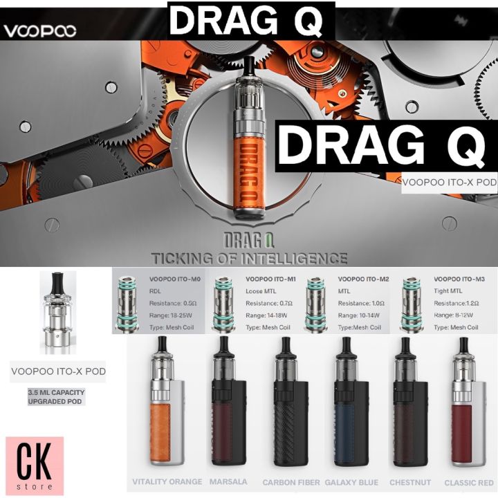 100% Original Voopoo Drag Q Pod Kit 1250mAh MTL System NEW UPGRADED ...