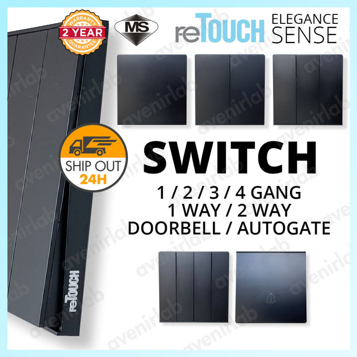 [MATTE BLACK] reTouch Switch Elegance Sense 16A Lights and Fan Wall ...