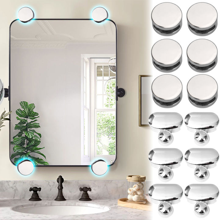 Bathroom Wall-mounted Zinc Alloy Mirror Holder / Frameless Mirrors ...