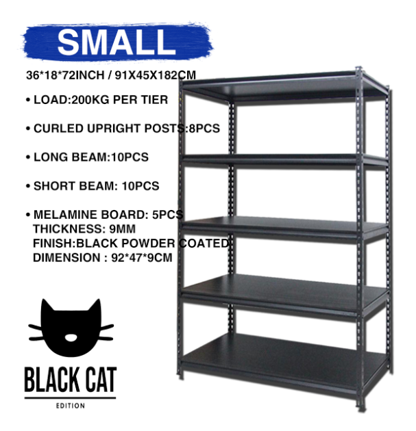 (SMALL) DIY STORAGE RACK BLACK CAT SHELVES- STEELRACK BLACK LAMINATED ...