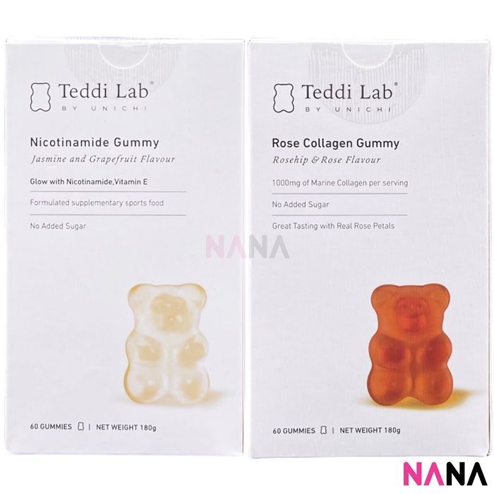 Unichi Teddi Lab Skin Glow Set: Rose Collagen Gummy + Nicotinamide ...