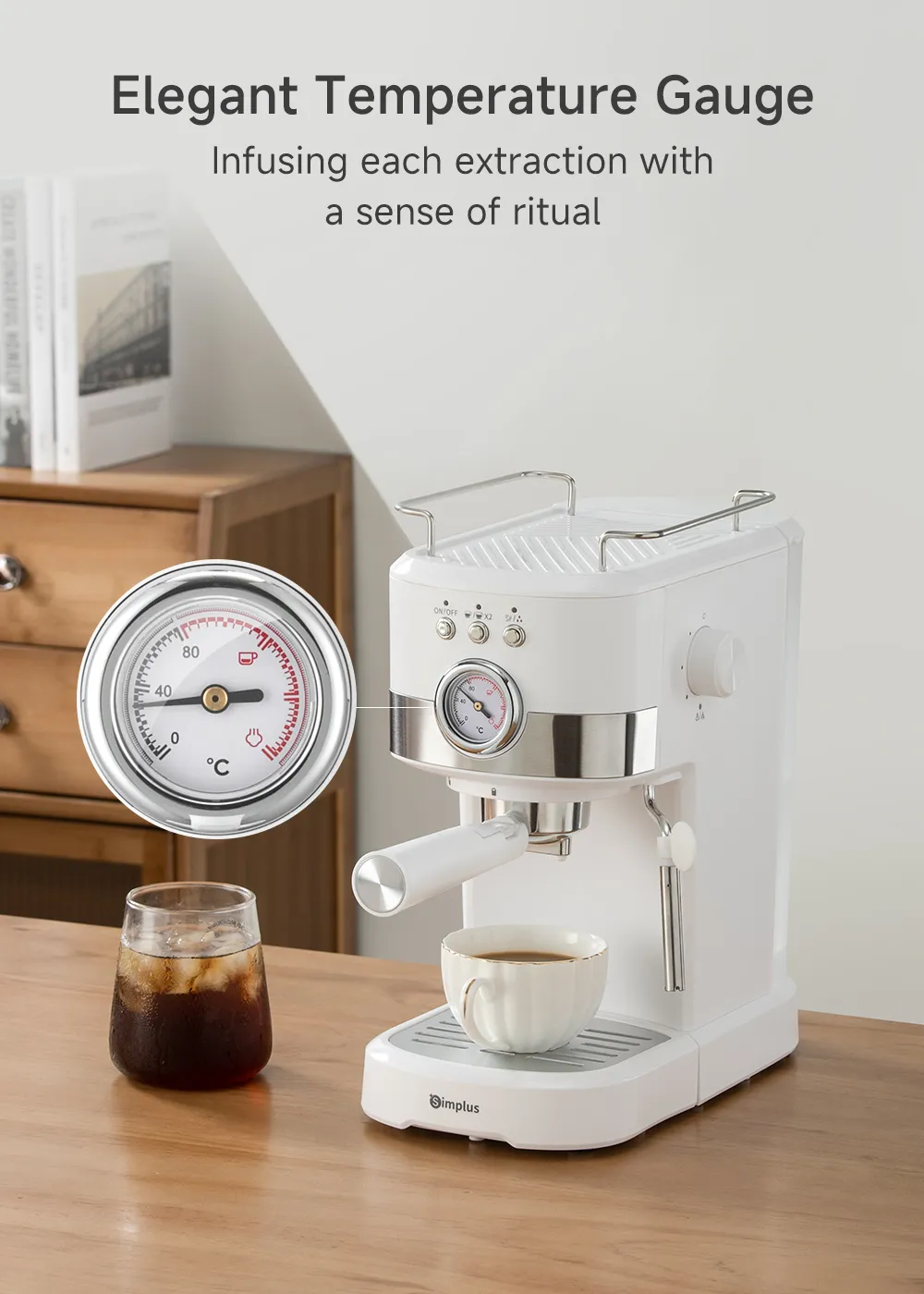 Simplus Semi-Automatic Coffee Machine Electric Espresso Coffee Maker ...